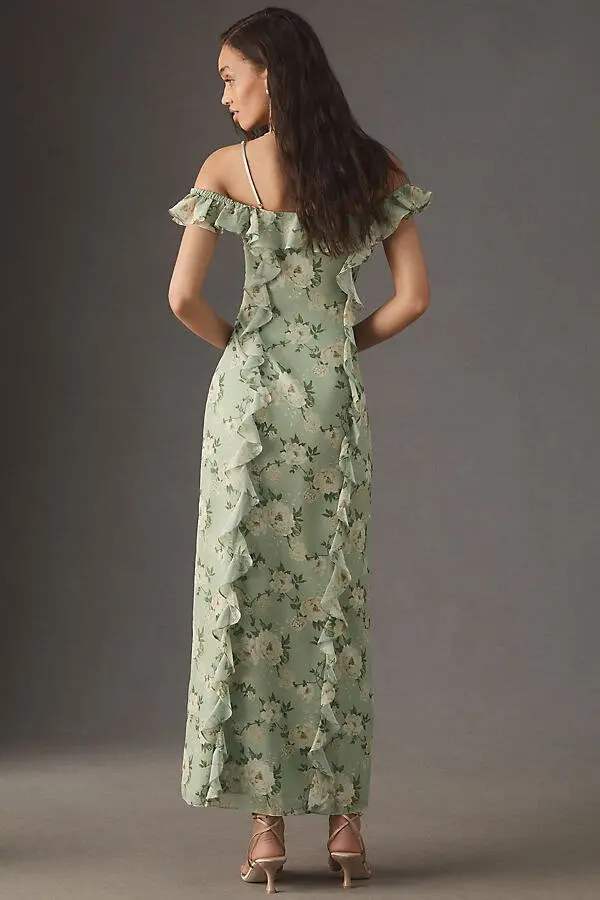 Bhldn Off-shoulder Ruffled Chiffon Maxi Dress