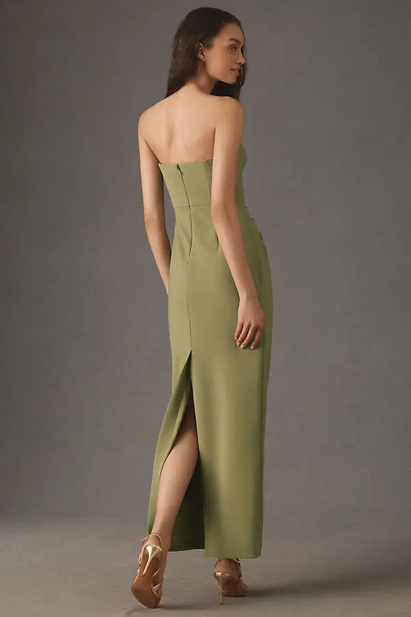 emerald green evening dress Laviza | Olive Strapless Cut-Out Wrap Maxi Dress main image 1