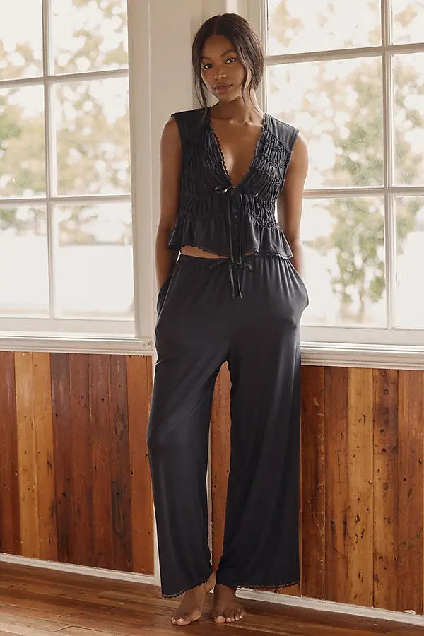 LYREBIRD Briar Lace-trim Pants - Black