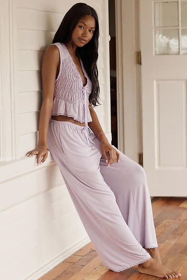 LYREBIRD Briar Lace-trim Pants - Lavender Cloud