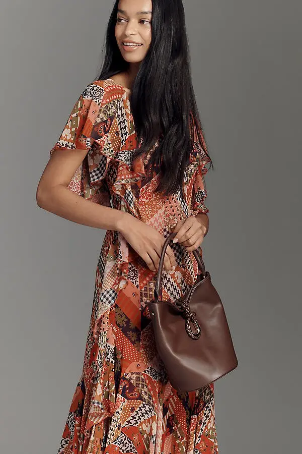 Love The Label Belda Asymmetric Ruffle Dress In Red Pattern - 82% Off |  Editorialist