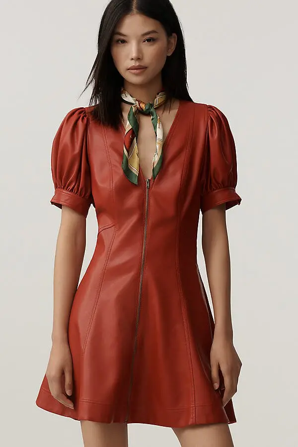 chinese dress ladies *Rich Red Faux Leather Dress Small main image 1
