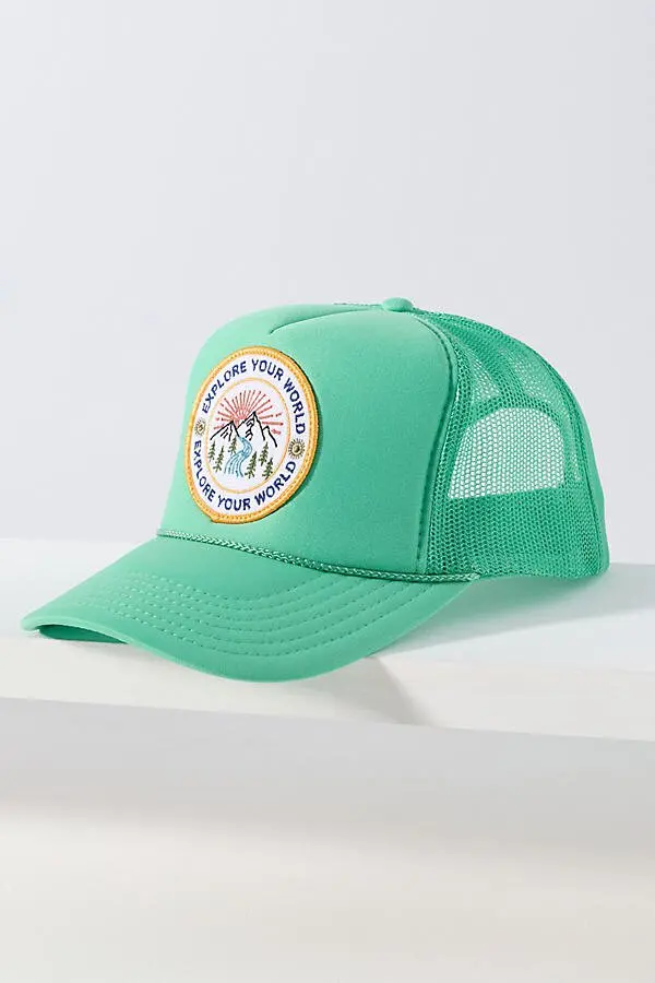 FRIDAY FEELIN Explore Your World Trucker Hat - Green