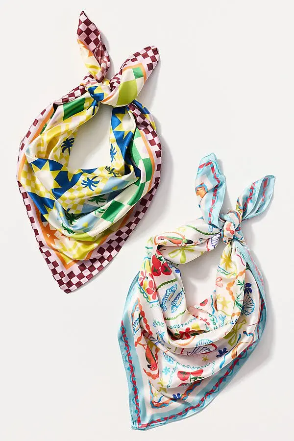 CELANDINE Set Of Two Printed Hair Scarves - Multi