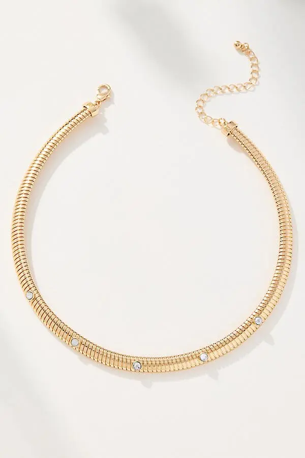 Anthropologie Crystal Collar Necklace - Gold