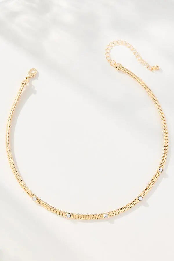 Anthropologie Delicate Crystal Collar Necklace - Gold