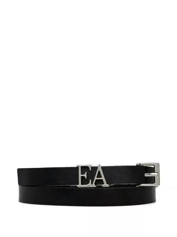 Emporio Armani Logo Leather Belt - Black
