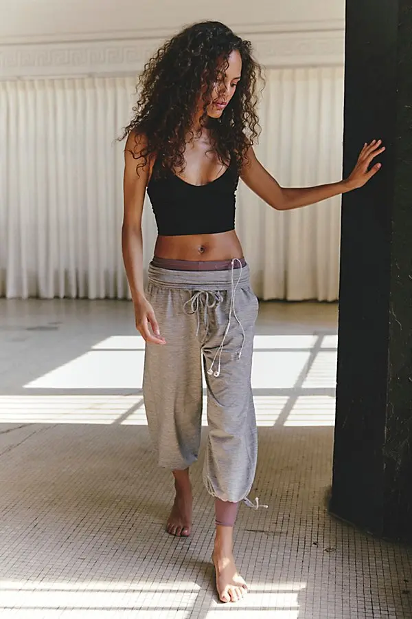 Free People Take It Easy Heathered Track Pants - Heather Grey