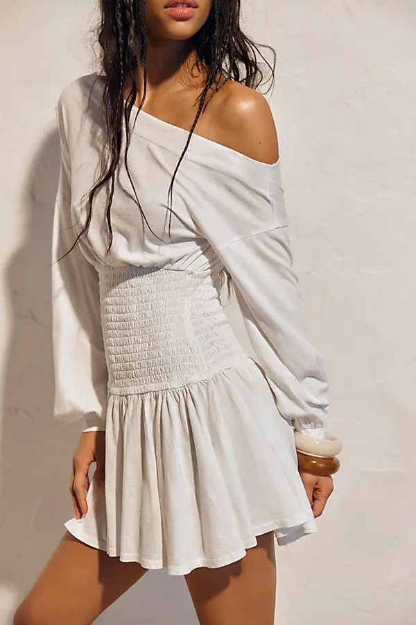 Free People Long-sleeve Mini Dress - Clean Ivory