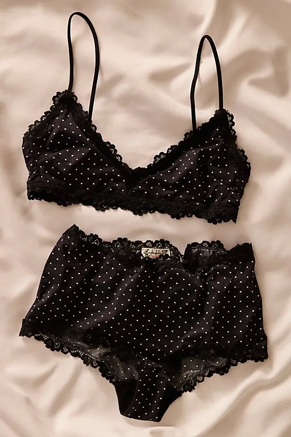 Free People Charlie Shortie Undies - Black Dots Combo