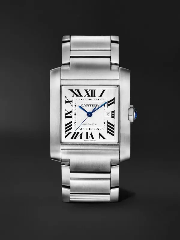 CARTIER Tank Française Automatic 36.7mm Stainless Steel Bracelet Watch - White