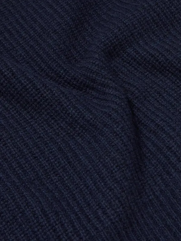 John Smedley Ryker Ribbed Recycled Cashmere And Wool-blend Half-zip Sweater - Blue