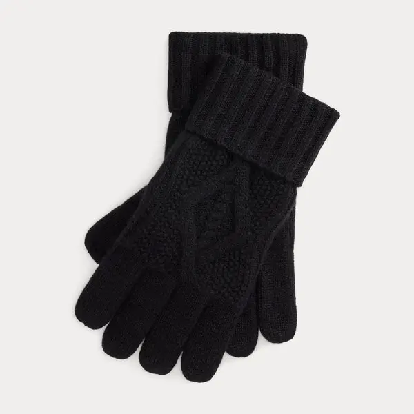 Ralph Lauren Cable-knit Wool-cashmere Gloves - Polo Black
