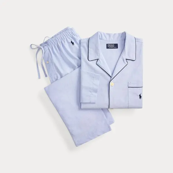 Ralph Lauren Cotton Oxford Pajama Set - Blue/cruise Navy
