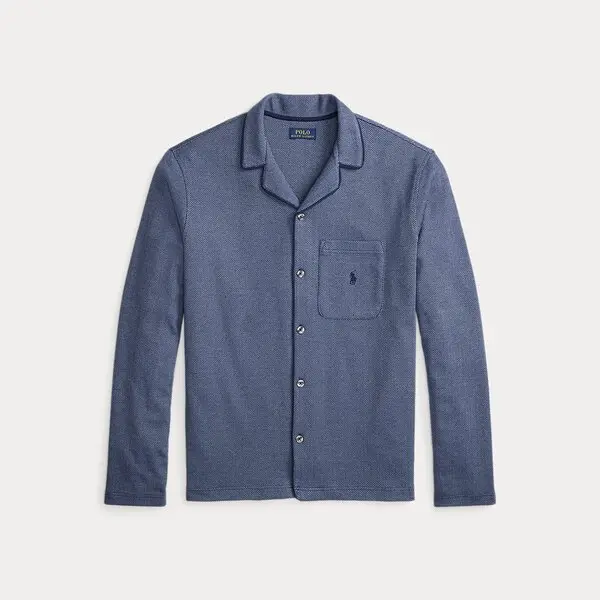 Ralph Lauren Herringbone-knit Pajama Shirt - Cruise Navy