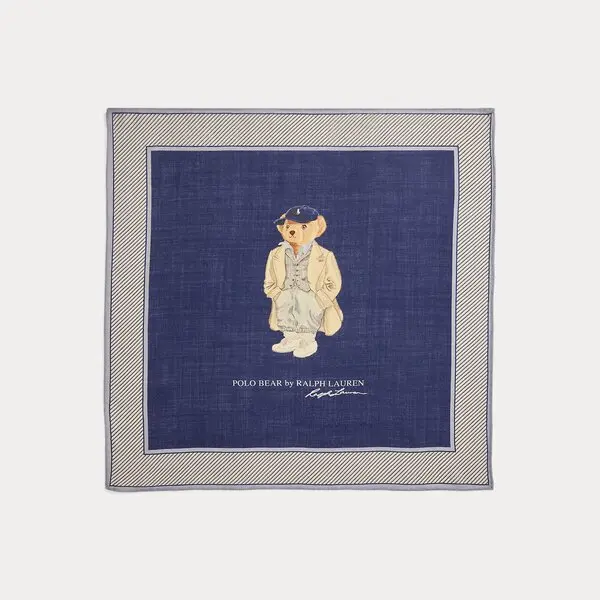 Ralph Lauren Polo Bear Wool-silk Bandanna - Navy Multi