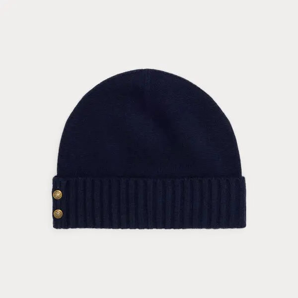 Ralph Lauren Button-trim Knit Beanie - Navy