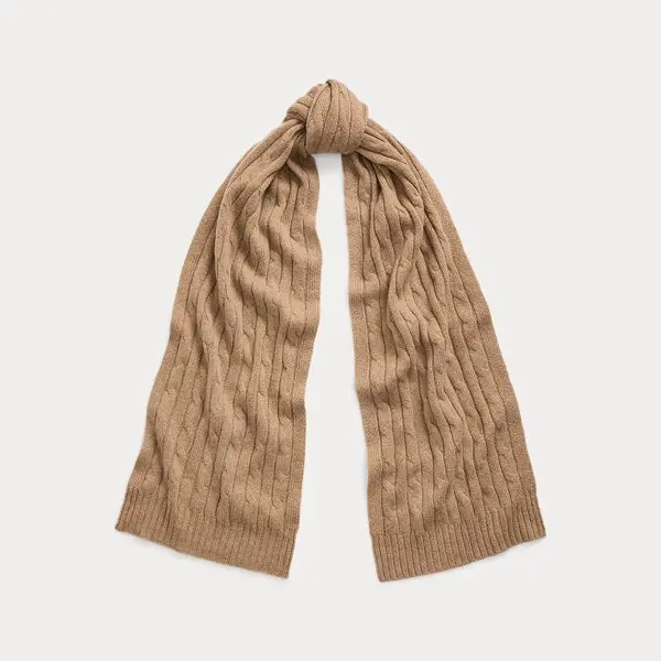 Ralph Lauren Cable-knit Cashmere Scarf - Collectin Camel