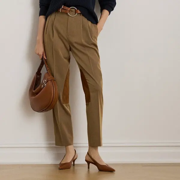 Ralph Lauren Suede-trim Bi-stretch Jodhpur Pant - Taupe Multi