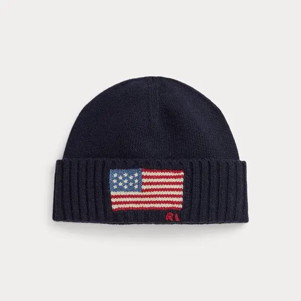 Ralph Lauren Flag Intarsia Wool-blend Beanie - Collection Navy
