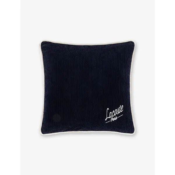 Lacoste L Velvet Square Cotton-velvet Cushion Cover - Marine