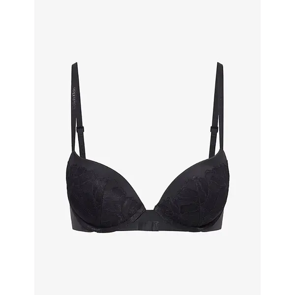 Calvin Klein Perfectly Fit Lace Stretch-woven Push-up Bra - Black