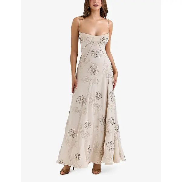 House Of Cb Floral-pattern Woven Maxi Dress