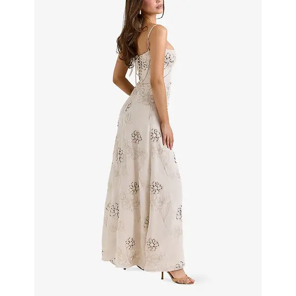 House Of Cb Floral-pattern Woven Maxi Dress
