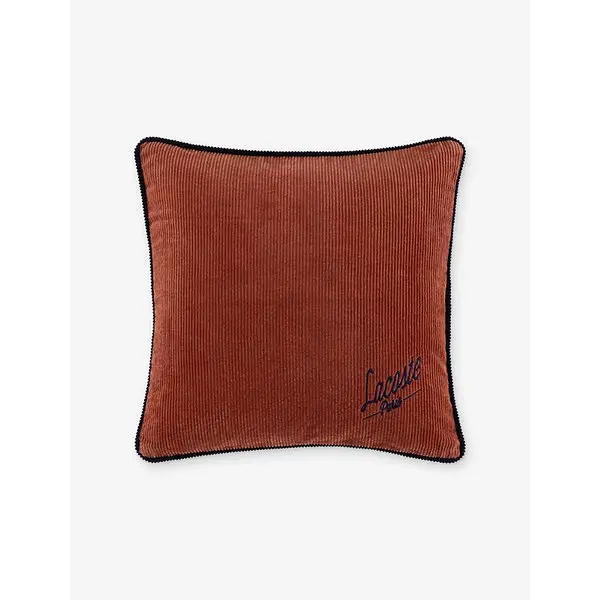 Lacoste L Velvet Square Cotton-velvet Cushion Cover - Sierra