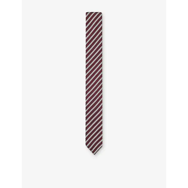 Hugo Striped Silk-blend Tie - Dark Red