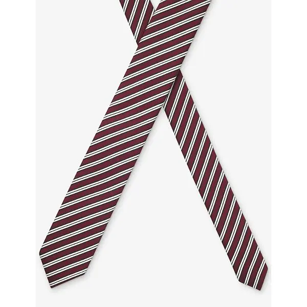 Hugo Striped Silk-blend Tie - Dark Red