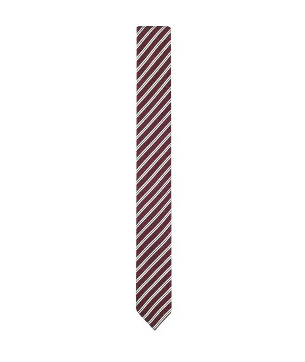 Hugo Striped Silk-blend Tie - Dark Red