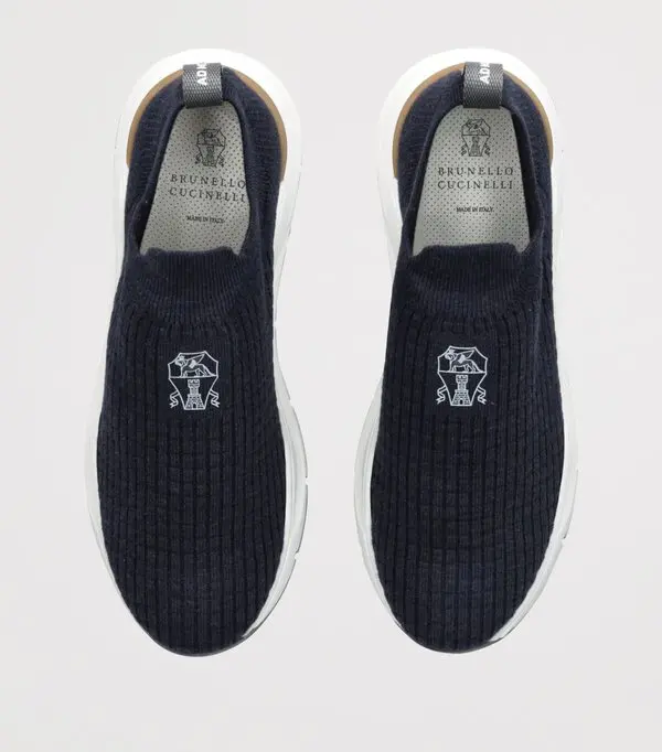 Brunello Cucinelli Cotton Knitted Slip-on Sneakers