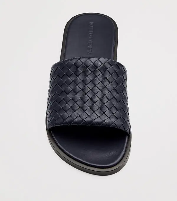 Bottega Veneta Leather Intrecciato Elio Sandals - Blue