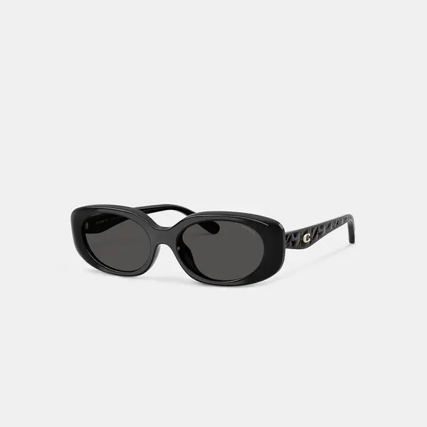 COACH Quilted Oval Rectangle Sunglasses - Black