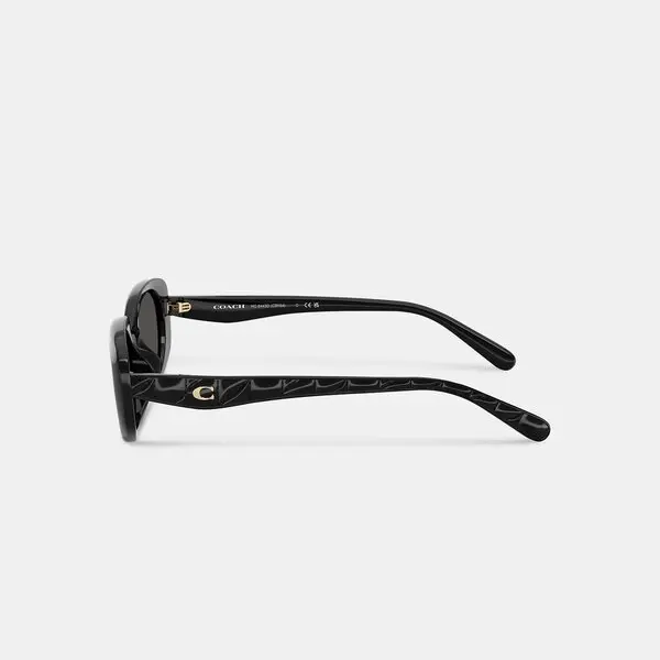 COACH Quilted Oval Rectangle Sunglasses - Black