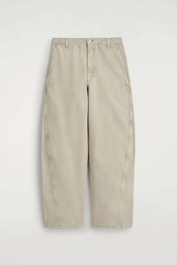 Cos Denim Barrel-leg Trousers - Gray