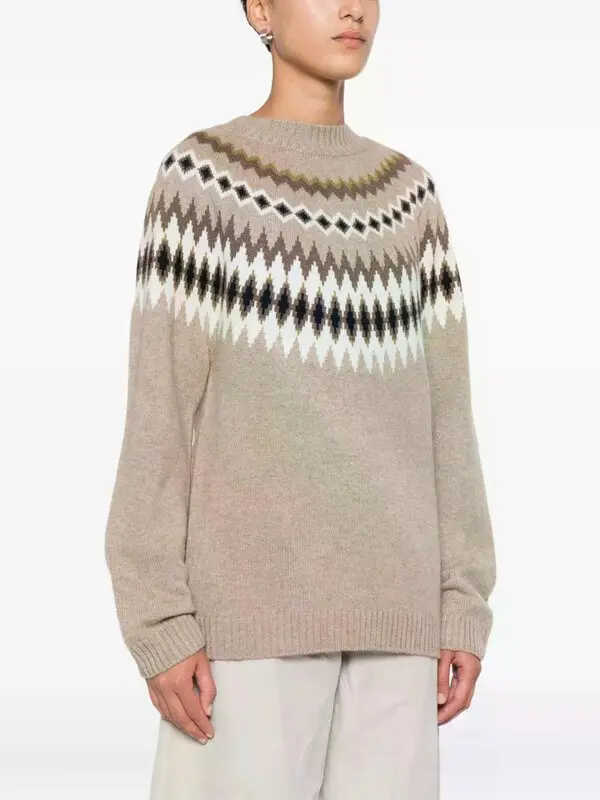 BEYOU Fair Isle Pattern Sweater
