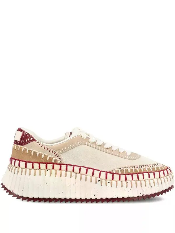 Chloé Nama Textured-sole Sneakers - Neutrals