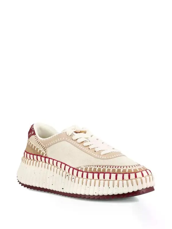 Chloé Nama Textured-sole Sneakers - Neutrals