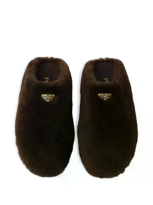 Prada Suede Shearling Mules