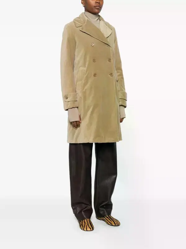 Aspesi Velvet Double-breasted Coat - Neutrals