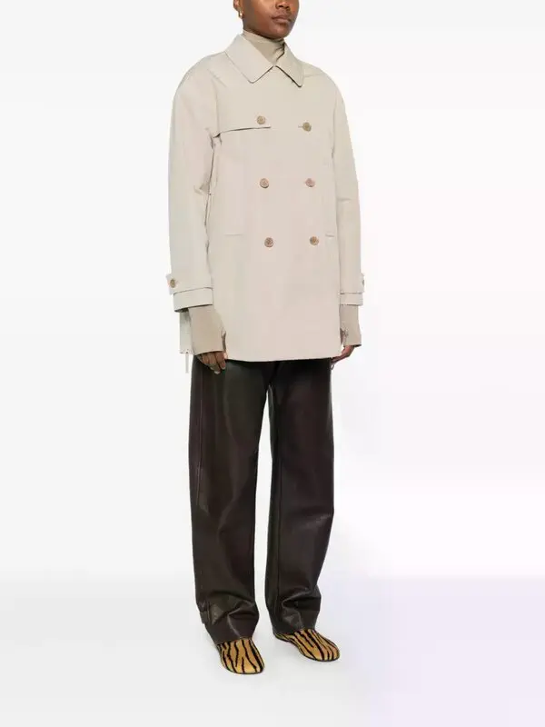 Aspesi Double-breasted Coat With Zip Detail - Neutrals