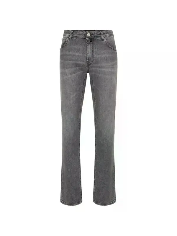 BILLIONAIRE Embroidered Five-pocket Jeans - Grey