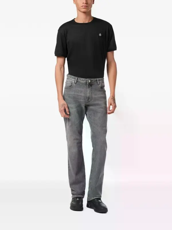 BILLIONAIRE Embroidered Five-pocket Jeans - Grey