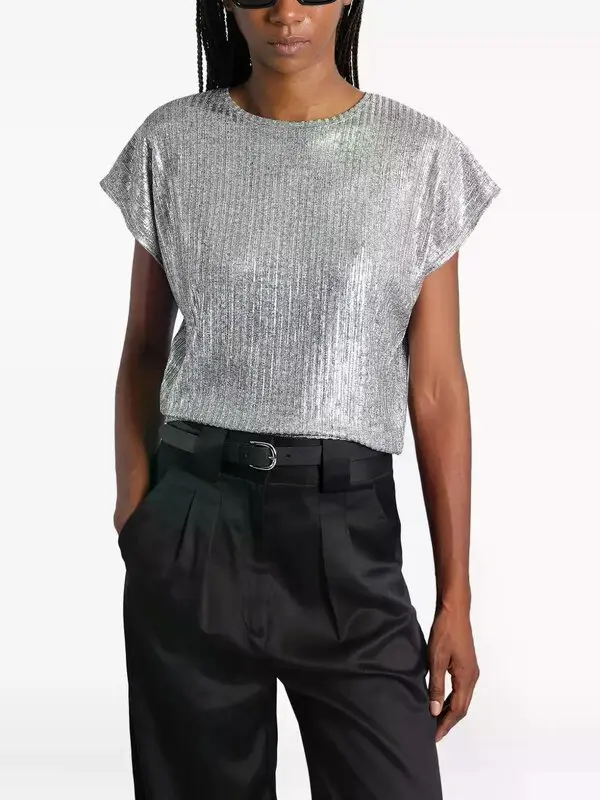 IRO PARIS Metallic Ribbed Knit Top