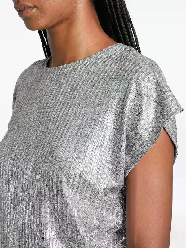 IRO PARIS Metallic Ribbed Knit Top