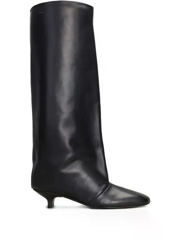 Vicini Square-toe Leather Boots - Black