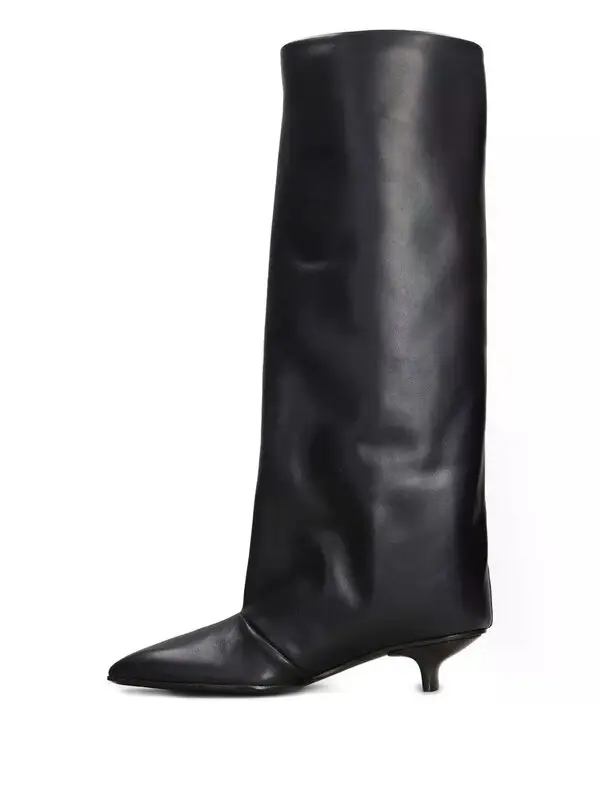 Vicini Square-toe Leather Boots - Black