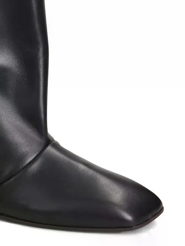 Vicini Square-toe Leather Boots - Black